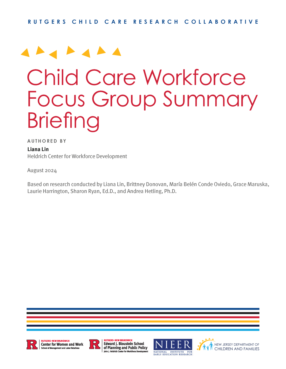 Child Care Workforce Focus Group Summary Briefing - Heldrich Center for ...